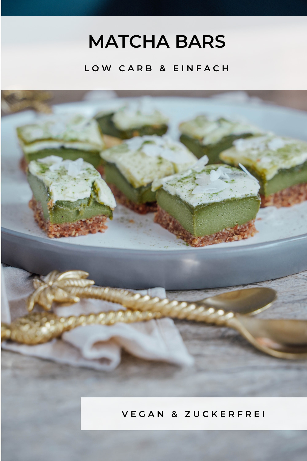 Matcha Bars - vegan und zuckerfrei - carinaberry.com